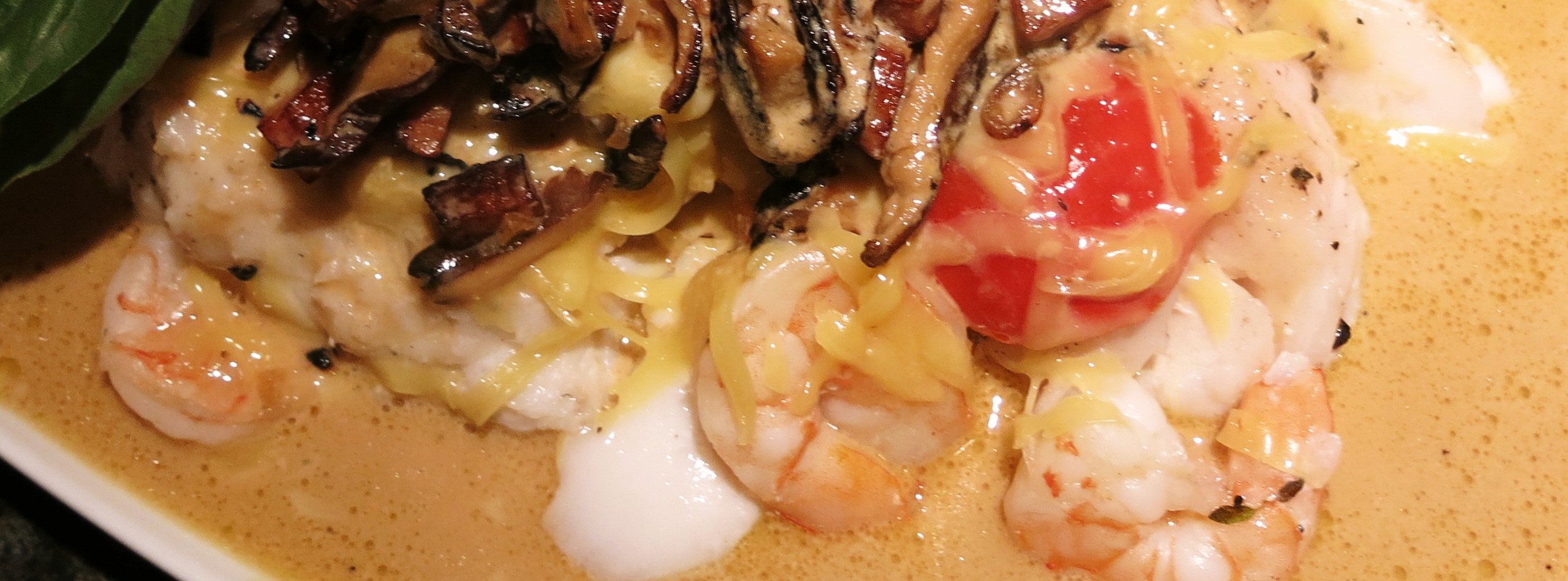Grilled Cod with Swiss Cheese and Ham-Shiitake Mushroom Cream Sauce ...