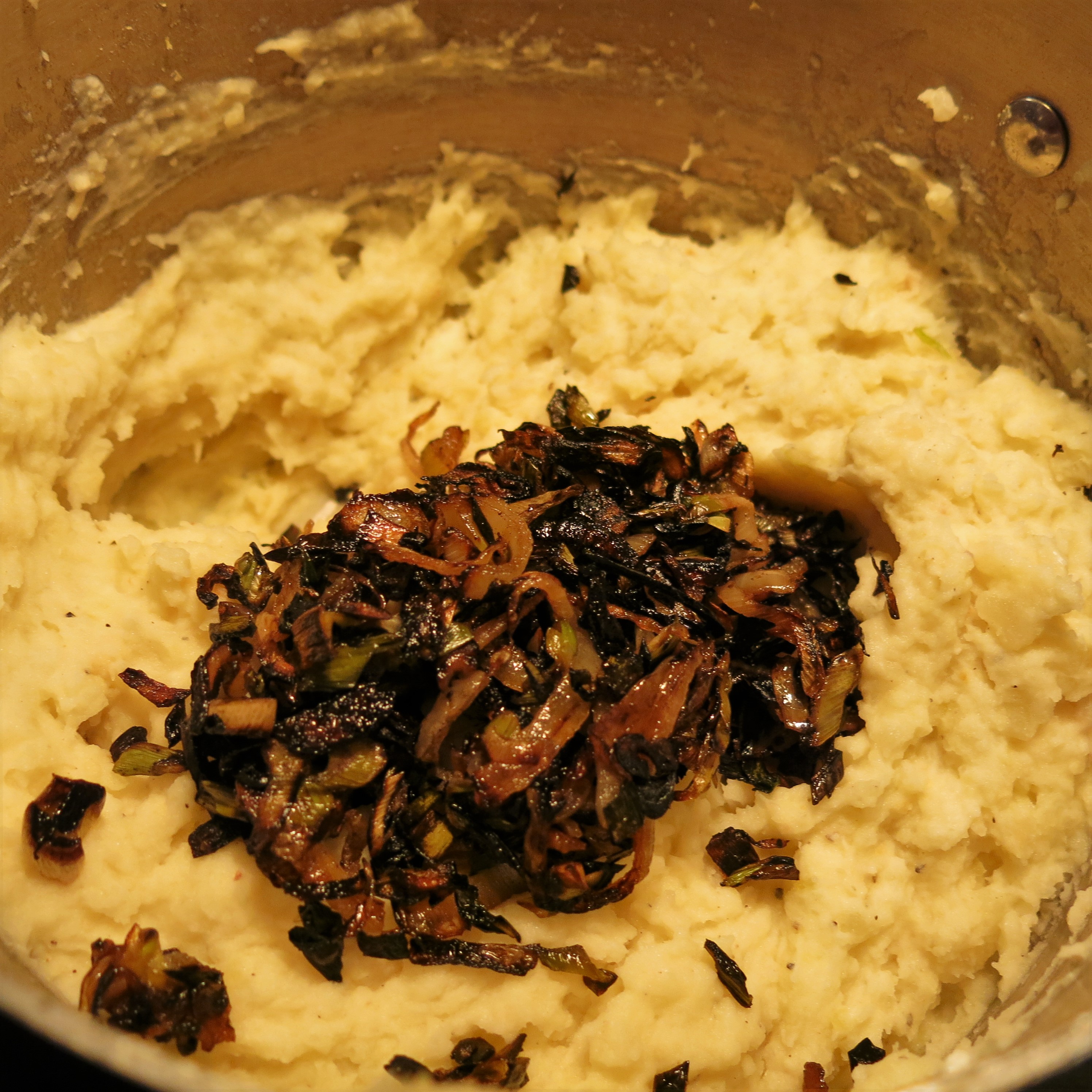 Holiday Mashed Potatoes with Horseradish & Charred Onions | Goddess Cooks
