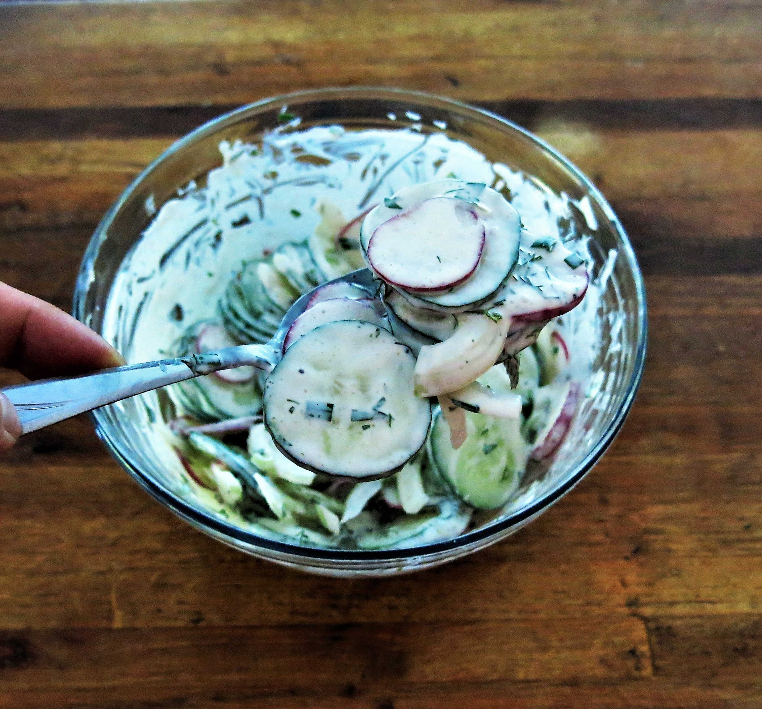 Creamy Cucumber-Radish Salad with Dill and Chives | Goddess Cooks