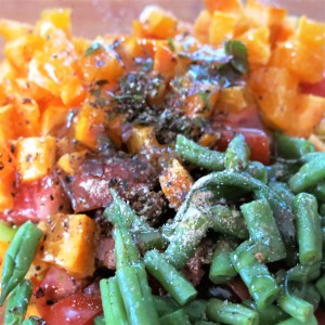 Mandarin, Green Bean, Tomato, Cucumber and Olive Salad | Goddess Cooks